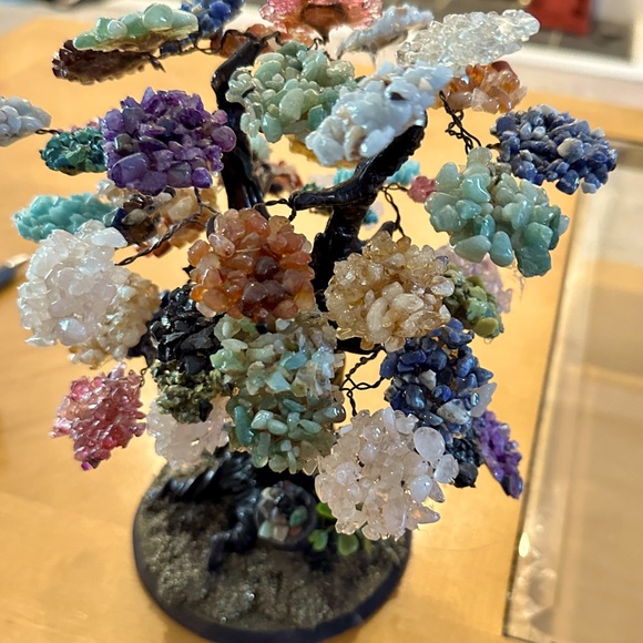 natural stones | Accents | Crystal Gemstone Bonsai Tree With Shamrock ...